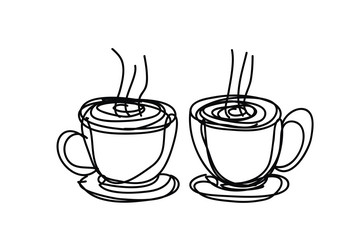 Coffee cup line drawing style continuous Vector Image