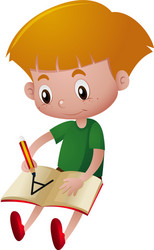 Boy writing on notebook Royalty Free Vector Image