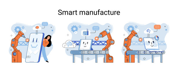 Smart manufacture metaphor with automated Vector Image