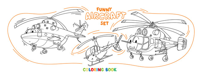 Coloring book of military helicopter cartoon Vector Image