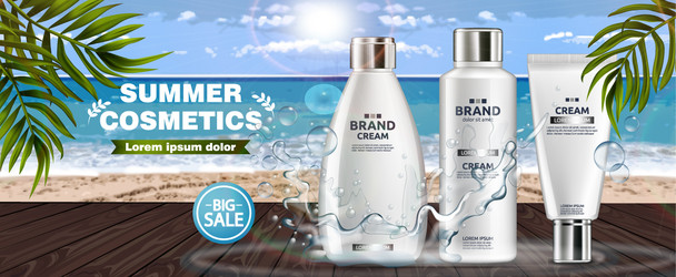 Packaging design cosmetics mockup sun Royalty Free Vector