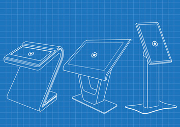 Blueprint of set promotional interactive kiosk Vector Image