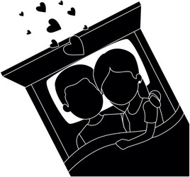Cute couple in love the bed Royalty Free Vector Image