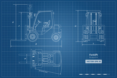 Blueprint of wheel loader top side front view Vector Image