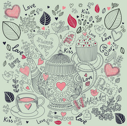 Love pattern with teapot Royalty Free Vector Image