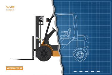 Blueprint of wheel loader top side front view Vector Image