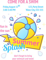 Pool party poster for kids Royalty Free Vector Image