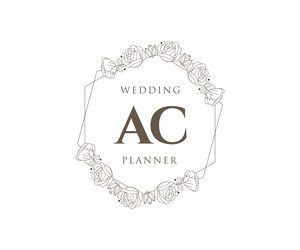 Ac initials letter wedding monogram logos Vector Image