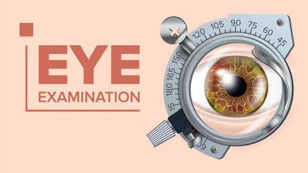 Eye test banner vision correction Royalty Free Vector Image