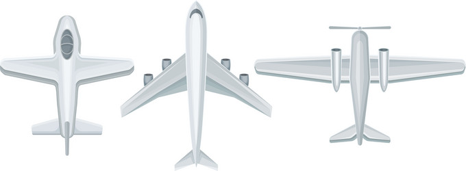 Jet fighter and aircraft top view set Royalty Free Vector