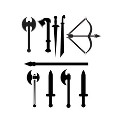 Medieval weapons set design elements Royalty Free Vector