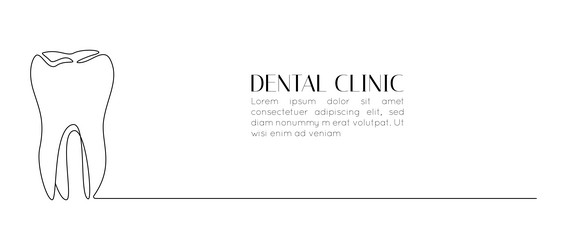 One continuous line drawing of tooth dental Vector Image