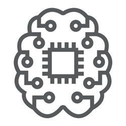 Machine thinking thin line icon data analytics Vector Image