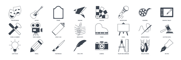 Art icon set design and drawing symbols Royalty Free Vector