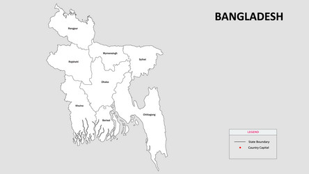 Bangladesh map outline state map of Royalty Free Vector
