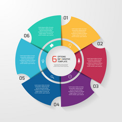 Circle chart template with 6 options Royalty Free Vector