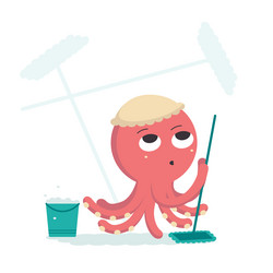 Octopus cartoon character in red juggling eight Vector Image