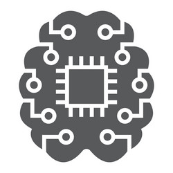 Machine thinking line icon data and analytics Vector Image