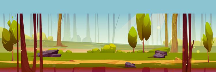 Cartoon game platform in old forest Royalty Free Vector