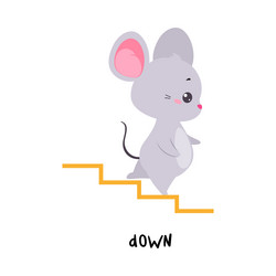 Little mouse walking up staircase as english Vector Image