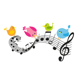 Musical notes with bird Royalty Free Vector Image