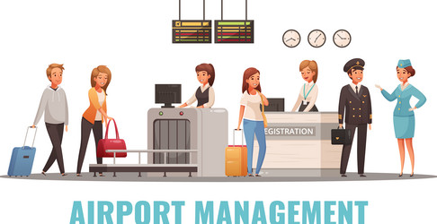 Group of airport crew poses and team Royalty Free Vector