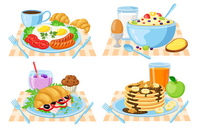 Cartoon isolated cereal breakfast with fruit Vector Image