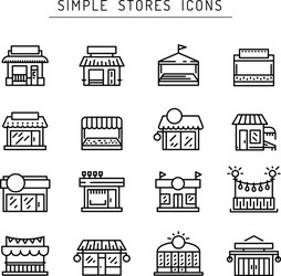 Commerce store front outline icon flat Royalty Free Vector