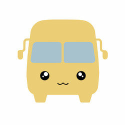 Cute kawaii bus cartoon character icon Royalty Free Vector