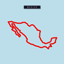 Mexico editable outline map Royalty Free Vector Image