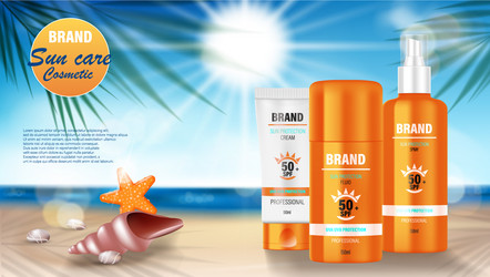 Sunscreen ads template sun protection sunblock Vector Image