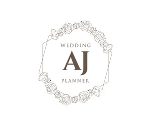 Aj initials letter wedding monogram logos Vector Image