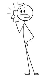 Smiling person and video call cartoon stick figure