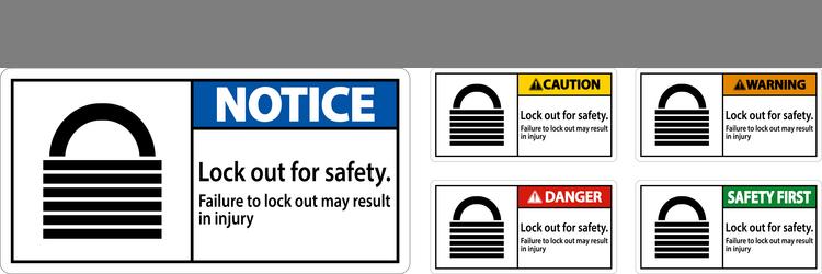 Caution lock out for safety failure Royalty Free Vector