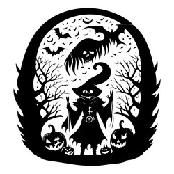 Halloween ghost reaper sketch hand draw black Vector Image