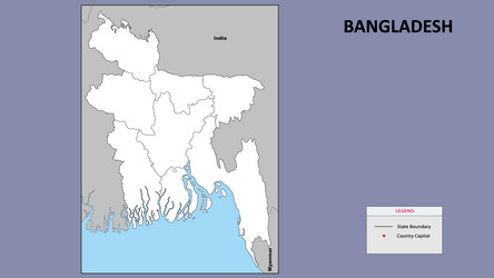 Bangladesh map outline state map of Royalty Free Vector