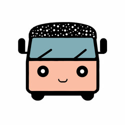 Cute kawaii bus cartoon character icon Royalty Free Vector