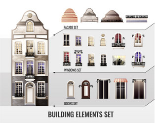 European building elements set Royalty Free Vector Image