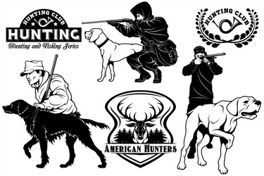 Elk hunting logo dog with a wild Royalty Free Vector Image