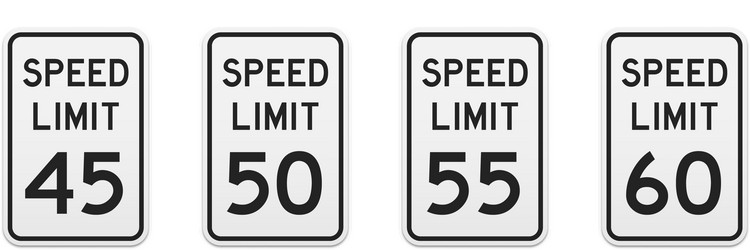 Speed limit traffic signs from 65 to 80 mph Vector Image