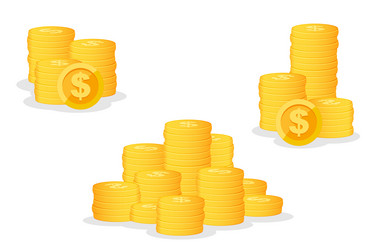 Image stack of gold coins with bank notes vec Vector Image