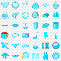 Blue set icons cartoon style Royalty Free Vector Image