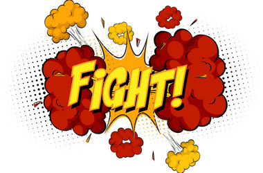 Fight text on comic cloud explosion rays Vector Image