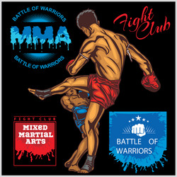 Mma mixed martial arts emblem badges Royalty Free Vector
