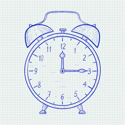 Continuous one line drawing flying alarm clock Vector Image