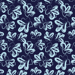 Sky blue floral brush strokes seamless pattern Vector Image
