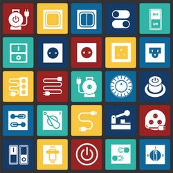 Electric ware icons set on squares background Vector Image
