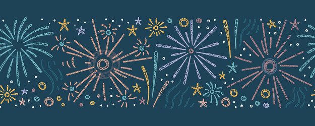 Fun doodle fireworks seamless pattern festive Vector Image
