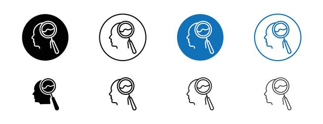 Self research icon set cognitive science analysis Vector Image