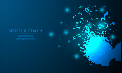 Glowing music notes on a dark blue background Vector Image